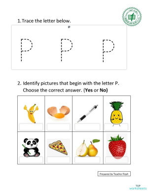 W31 Letter P (KG 2). Interactive worksheet | TopWorksheets