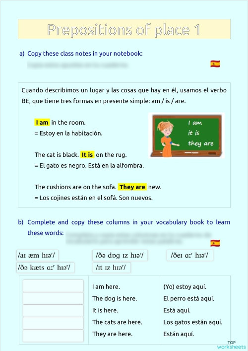 Prepositions of place: interactive worksheets and online exercises ...
