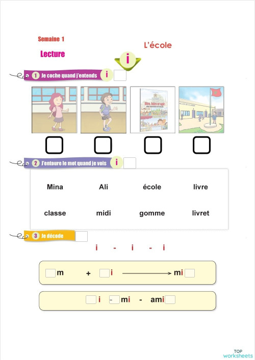 lecture (i) unité 2 semaine 1. Fiche interactive | TopWorksheets