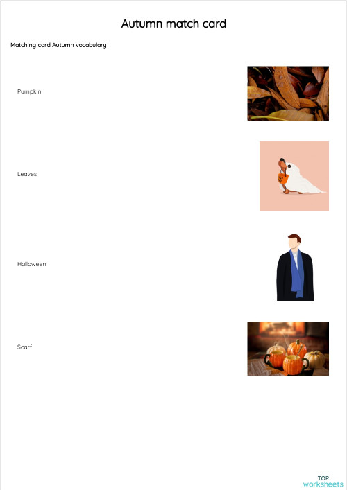 Autumn match card. Interactive worksheet | TopWorksheets