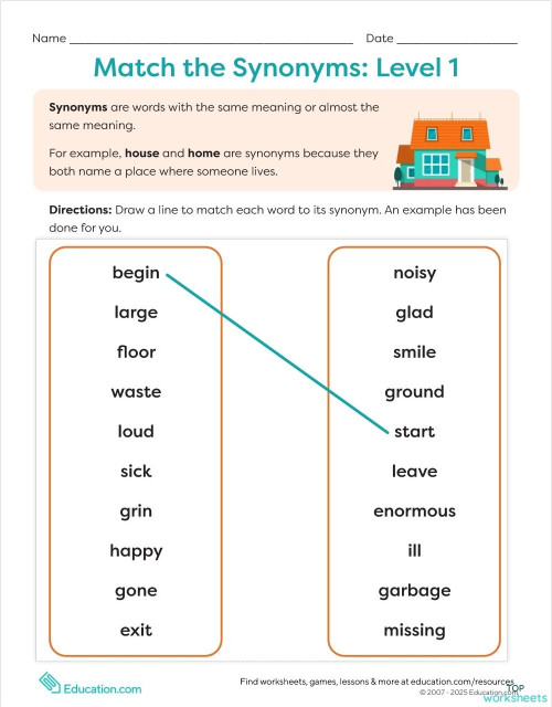 Synonyms: interactive worksheets and online exercises | TopWorksheets