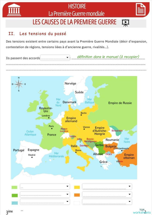 Première Guerre Mondiale p2. Fiche interactive | TopWorksheets