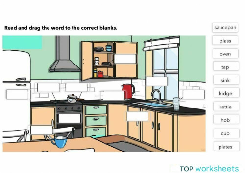 Reading - Kitchen Vocabulary. Interactive worksheet | TopWorksheets