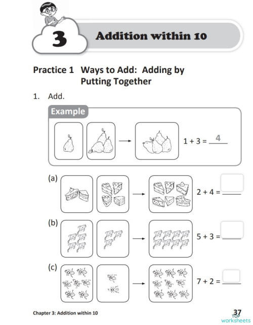 Addition within 10. Interactive worksheet | TopWorksheets