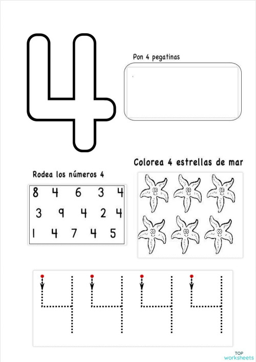 Identifico Número 4. Ficha interactiva | TopWorksheets