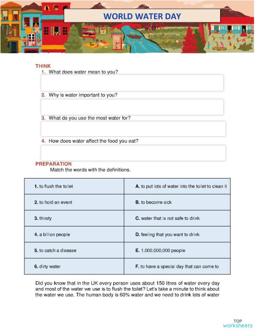 World water day. Interactive worksheet | TopWorksheets