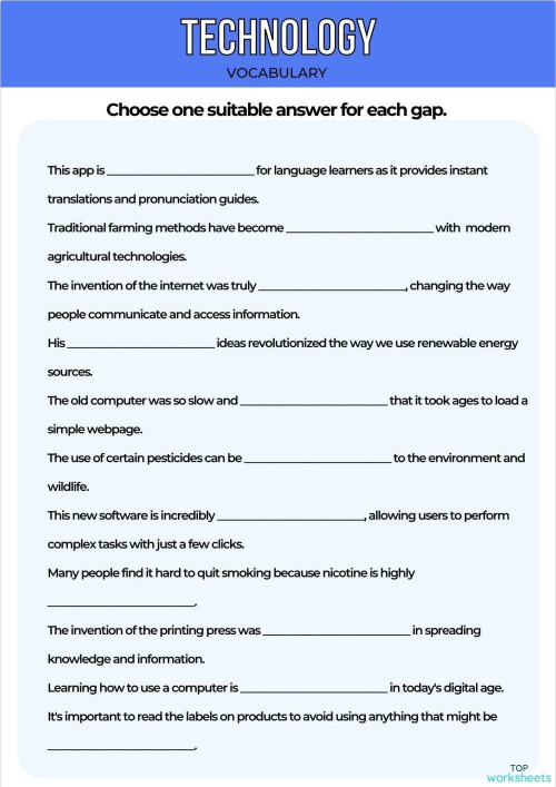 Technology 1. Ficha interactiva | TopWorksheets