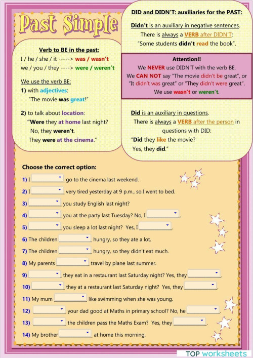 Past Simple. Interactive worksheet | TopWorksheets