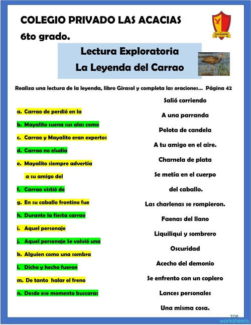 lectura exploratoria: fichas interactivas y ejercicios online ...