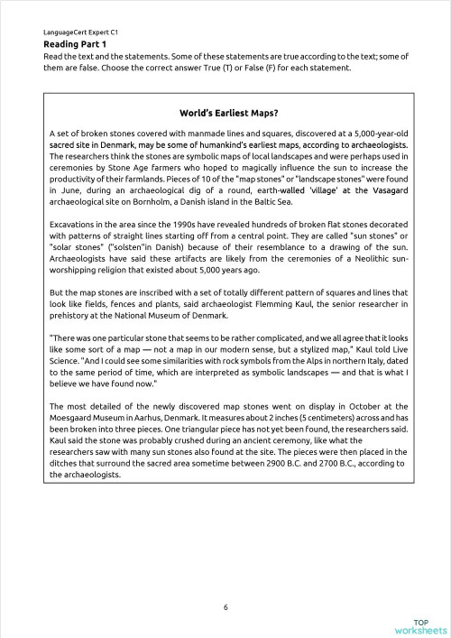 LanguageCert C1 Reading Part 1 and 2 PP1. Interactive worksheet ...