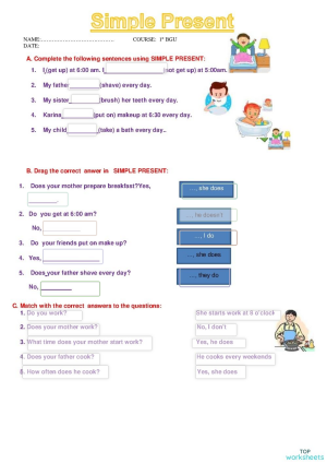 Simple present. Interactive worksheet | TopWorksheets