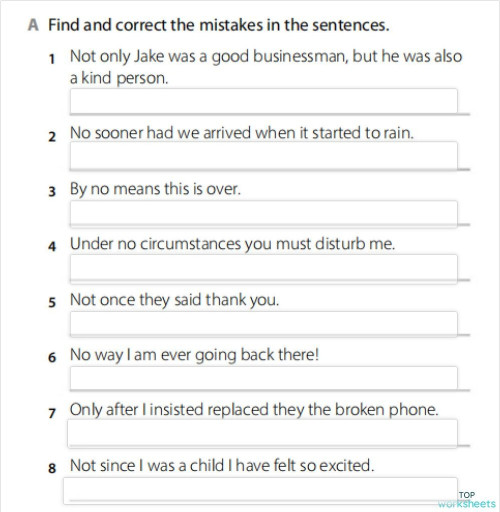 Inversion practice. Interactive worksheet | TopWorksheets