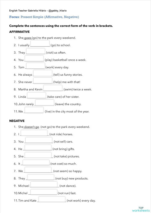 EFE 1 - Lesson 16 - Present Simple - Affirmative and Negative ...