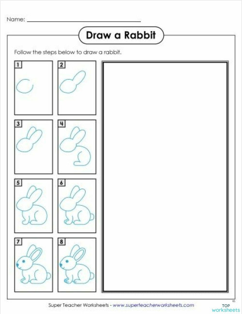 Drawing a bunny. Interactive worksheet | TopWorksheets