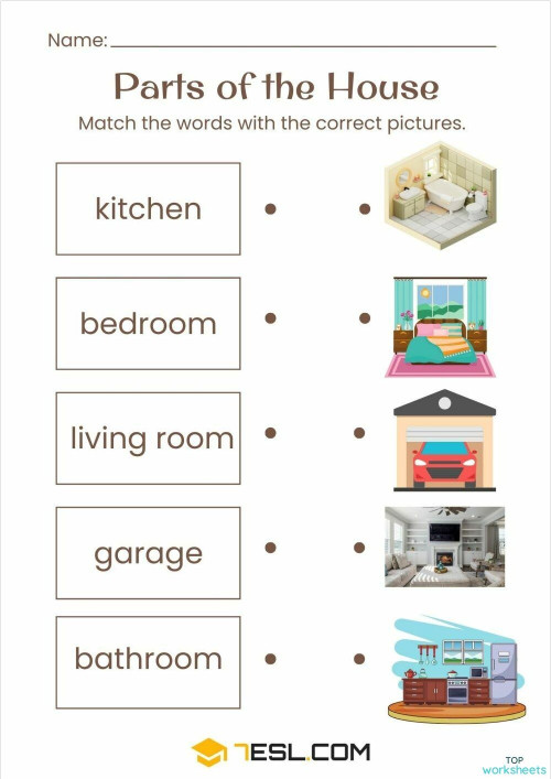 parts of the house. Interactive worksheet | TopWorksheets