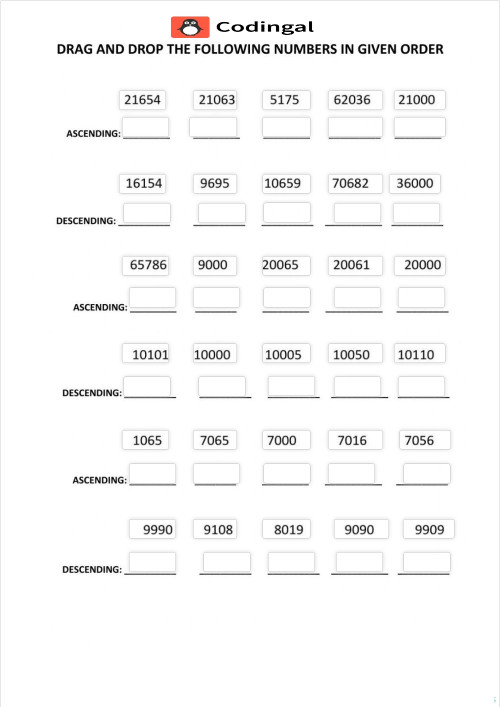 M_G03T01_WC07_Ordering Numbers. Interactive worksheet | TopWorksheets