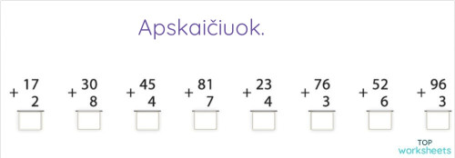 Sudėtis: interactive worksheets and online exercises | TopWorksheets