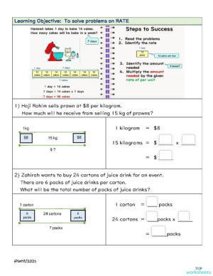 PROBLEMS ON RATE. Interactive worksheet | TopWorksheets