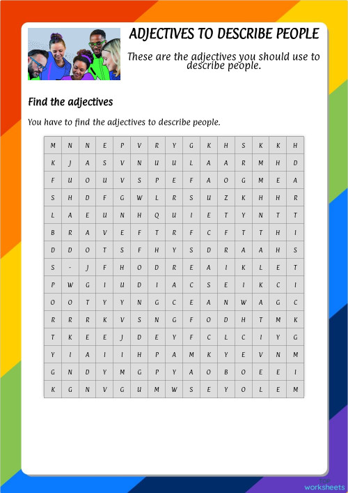 ADJECTIVES TO DESCRIBE PEOPLE. Interactive worksheet | TopWorksheets