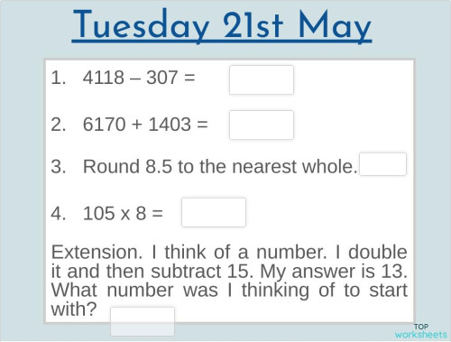 5 A Day 21/05/24. Interactive worksheet | TopWorksheets