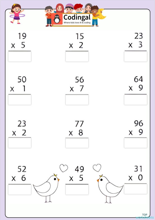 M_G02M10L48_WC03_Multiplication_with Regrouping. Interactive worksheet ...