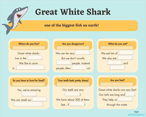 Great White Shark. Interactive worksheet | TopWorksheets