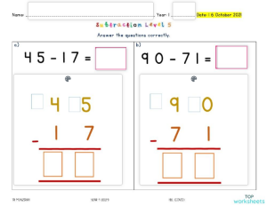 Subtraction Level 5. Interactive worksheet | TopWorksheets
