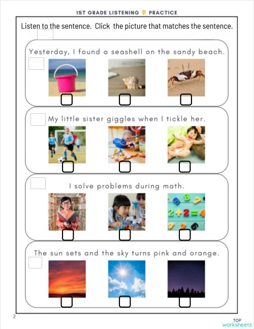 First Grade ELPA Listening Practice 1. Interactive worksheet ...