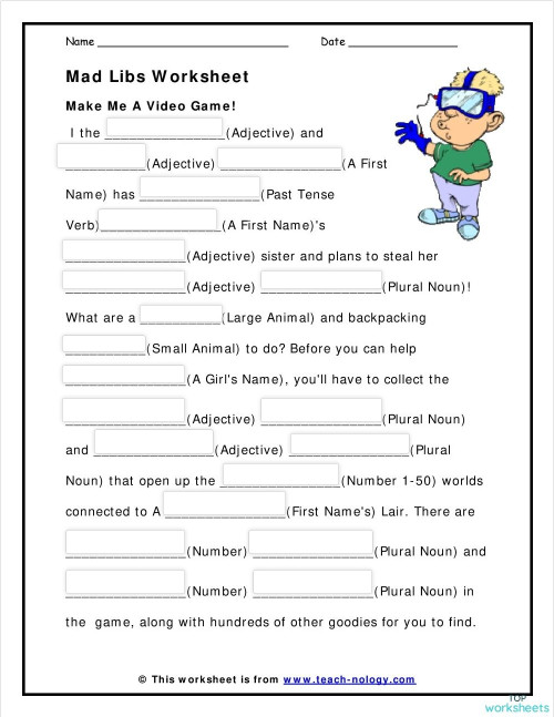 Make me a video game!. Interactive worksheet | TopWorksheets