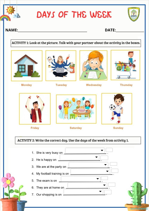 DAYS OF THE WEEK. Interactive worksheet | TopWorksheets
