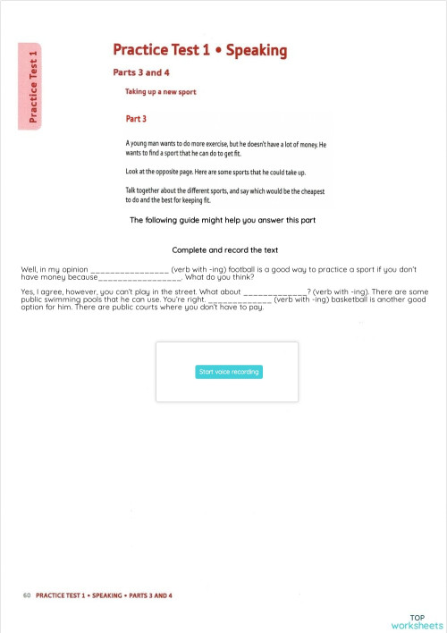 SPEAKING-P3 & P4 PRACTICE. Interactive worksheet | TopWorksheets