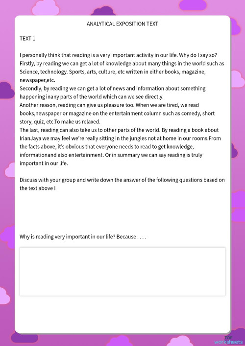 ANALYTICAL EXPOSITION TEXT. Interactive worksheet | TopWorksheets