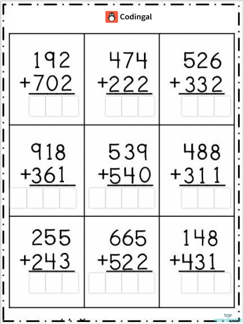 M_G02M05L21_WA01_Addition. Interactive worksheet | TopWorksheets