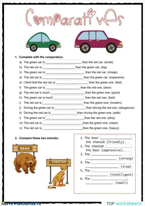 Long and short comparative adjectives. Interactive worksheet ...