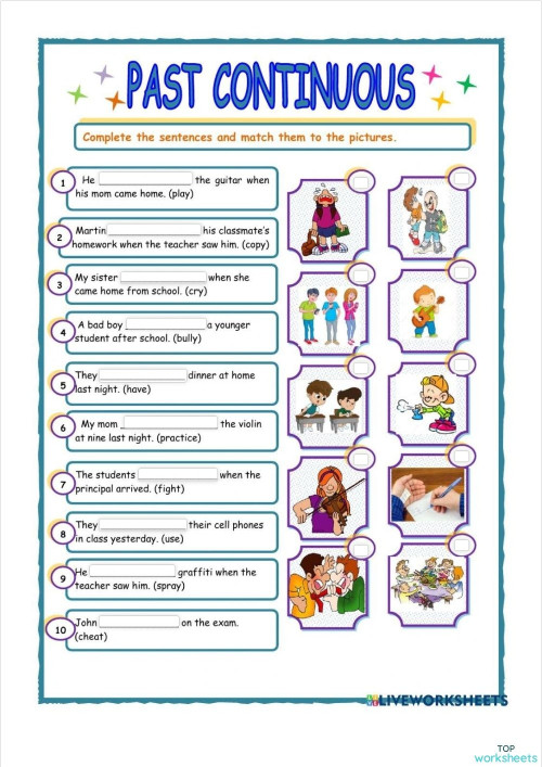 Past Continuous_easy. Interactive worksheet | TopWorksheets