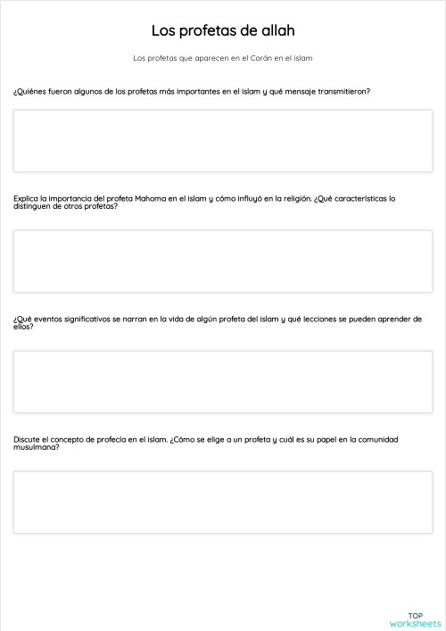 Religión Islámica: fichas interactivas y ejercicios online | TopWorksheets