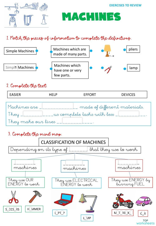 MACHINES 4ºE.P.. Interactive worksheet | TopWorksheets