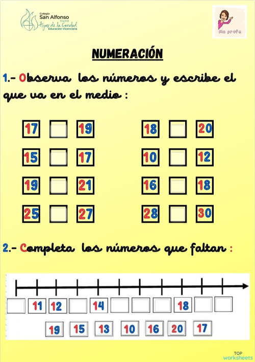 Numeración 10 al 20. Ficha interactiva | TopWorksheets