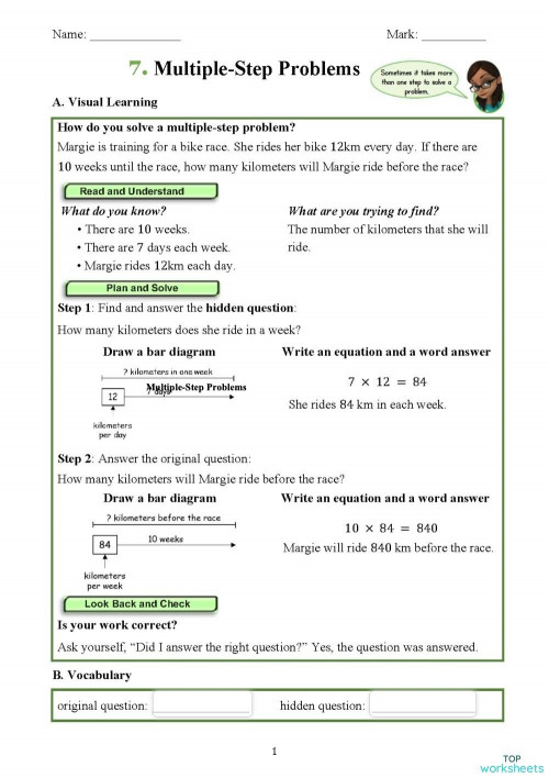 Multiple-Step Problems. Interactive worksheet | TopWorksheets