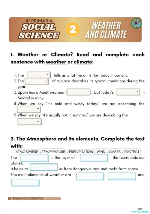 4P SOCIAL - WEATHER AND CLIMATE. Interactive worksheet | TopWorksheets