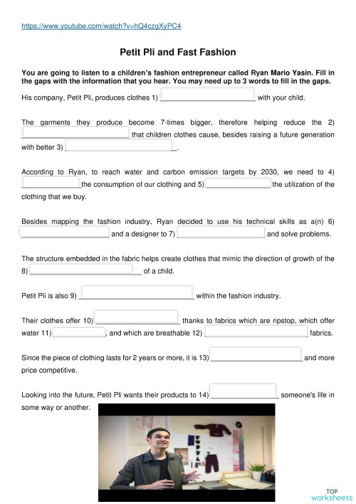PETIT PLI AND FAST FASHION. Interactive worksheet | TopWorksheets