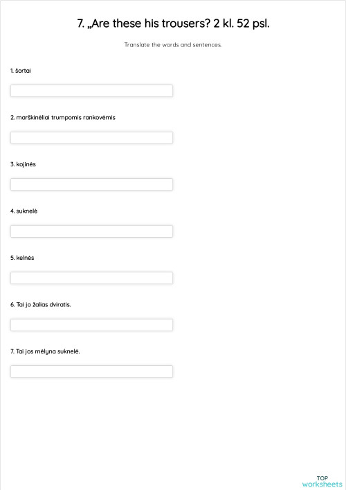 7. ,,Are these his trousers? 2 kl. 52 psl.. Interactive worksheet ...