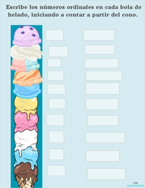 Números ordinales: fichas interactivas y ejercicios online | TopWorksheets