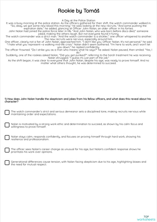 Rookie by Tomáš. Interactive worksheet | TopWorksheets