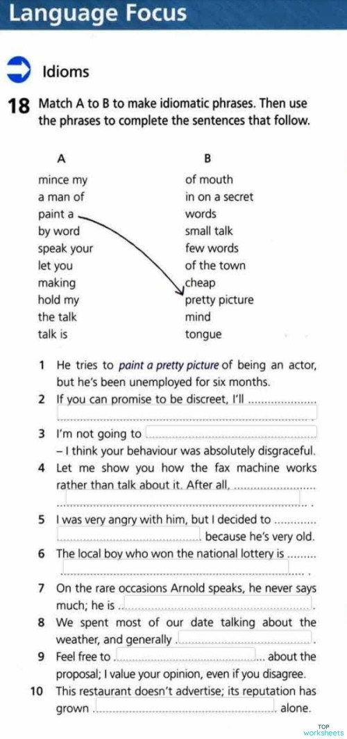 IDIOMS-ESL. Interactive worksheet | TopWorksheets