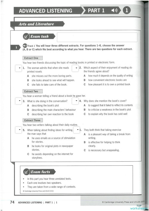 Listening Part 1. Interactive worksheet | TopWorksheets