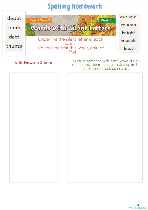 Spellings 2A1 and HFW 3. Interactive worksheet | TopWorksheets