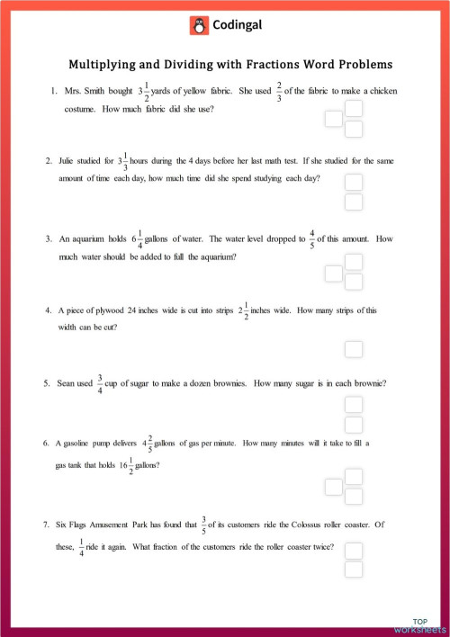 M_G05M06L15_WE02_Word_Problem(Fractions Multiply and divide)_6. Interactive worksheet ...