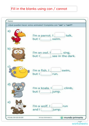 CAN /CANNOT. Interactive worksheet | TopWorksheets