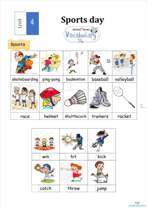 Unit 4 Sports. Interactive worksheet | TopWorksheets